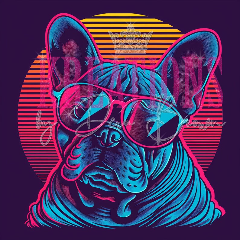 French Bulldog PNG Clipart Bundle: Retro Frenchie Art (digital Download ...