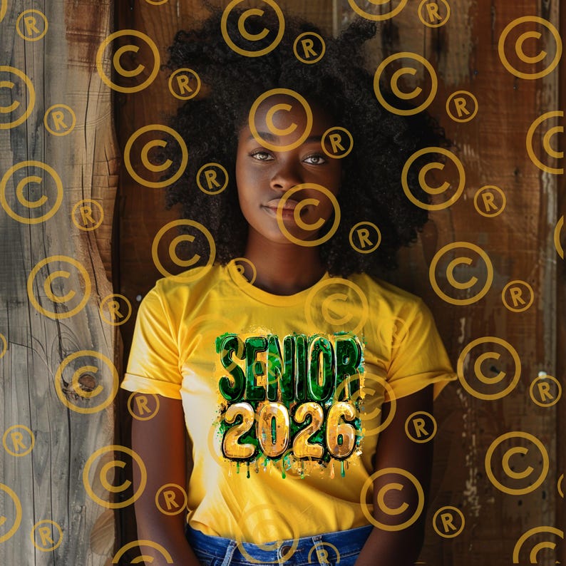 Senior 2026 PNG: Green & Gold Drip Graduation Design (digital Download ...