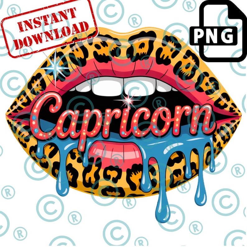 Capricorn Lips PNG, Zodiac Glam Mouth Design, Leopard Print Lips Art ...