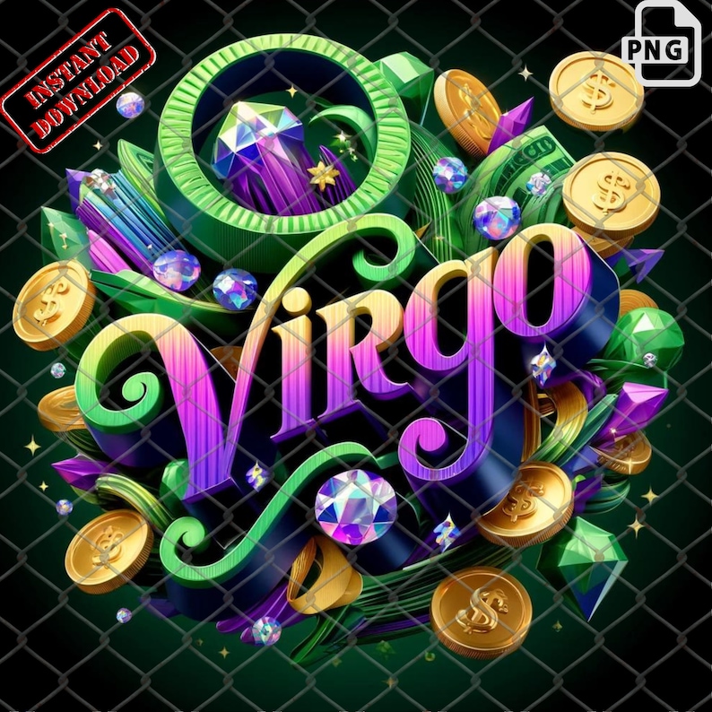 Virgo Zodiac Sublimation PNG Design - Customizable Digital Artwork for T-shirts, Mugs, Birthday ...