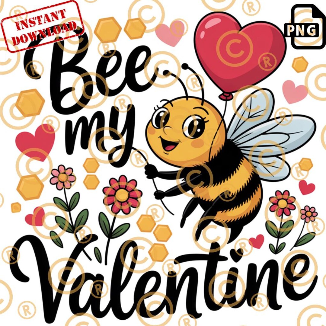 Bee Valentine PNG, Cute Love Design, Valentine’s Day Clipart (digital ...