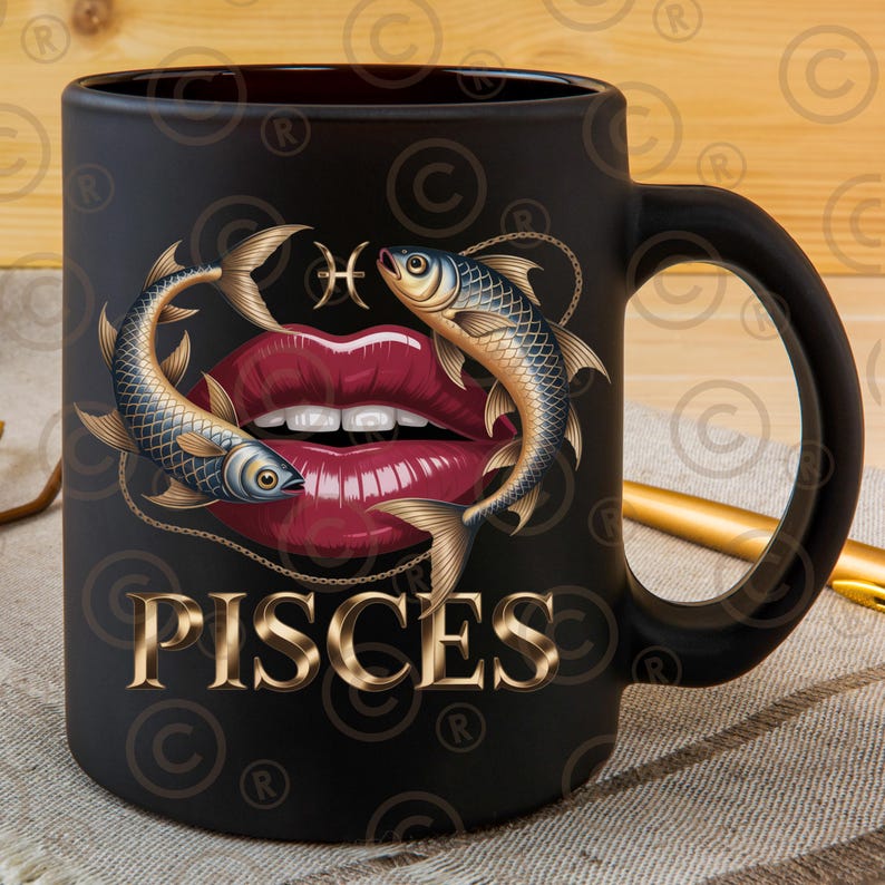 Pisces Lips PNG | Zodiac Pisces Clipart | Glossy Red Lips With Gold ...