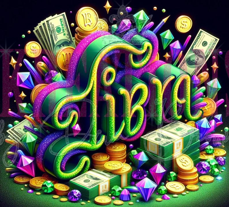 Libra Zodiac PNG: Luxurious 3D Art, Green Purple Gold (digital Download) - Etsy