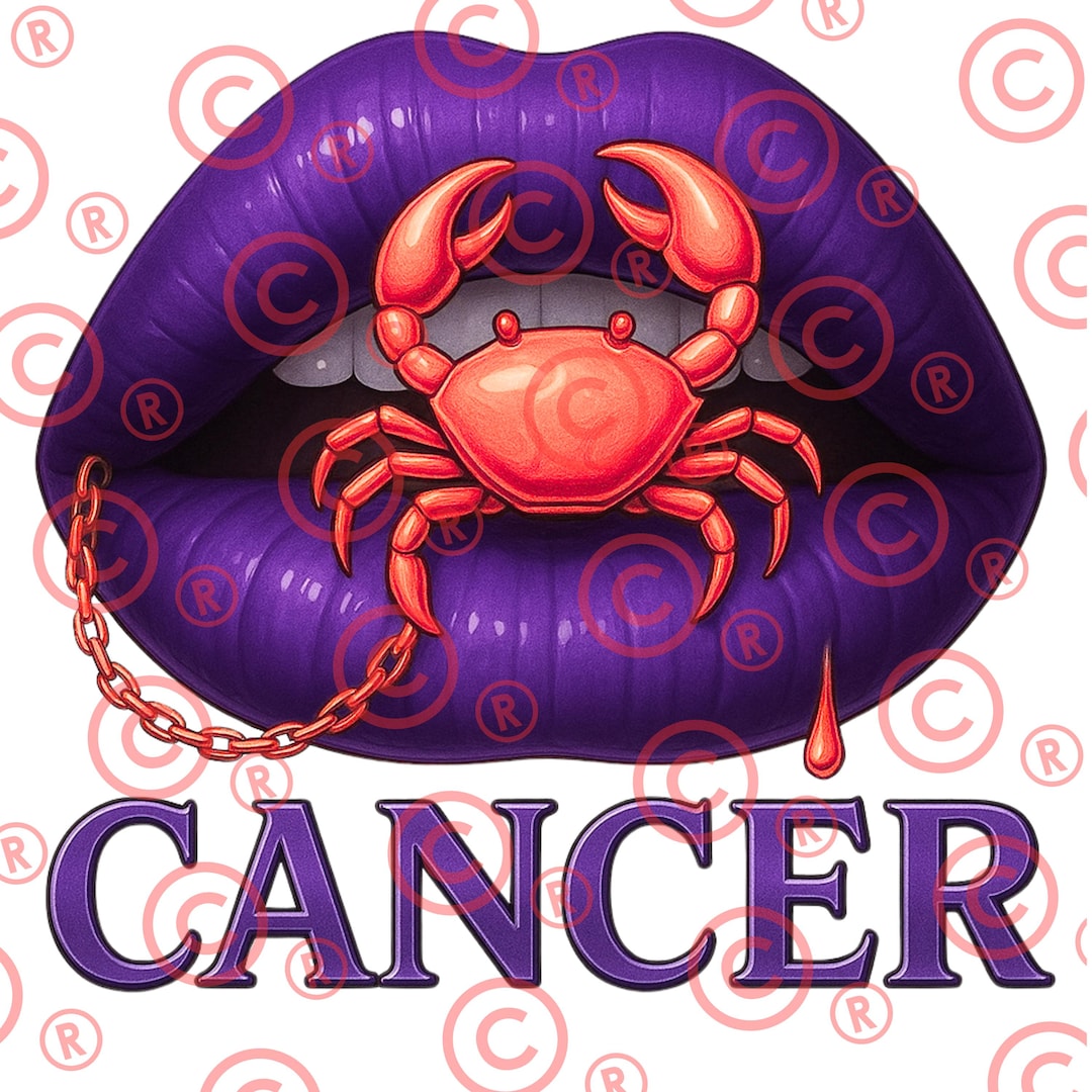 Cancer Zodiac PNG: Purple Lips, Gold Crab Clipart (digital Download) - Etsy