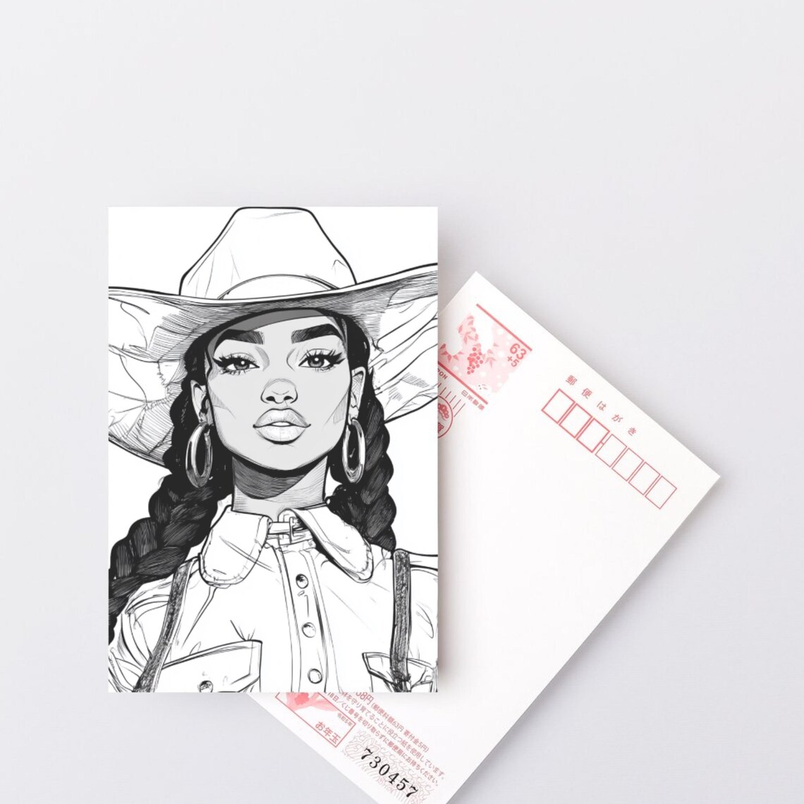 Black Cowgirl Coloring Page - Western African American Woman Line Art ...