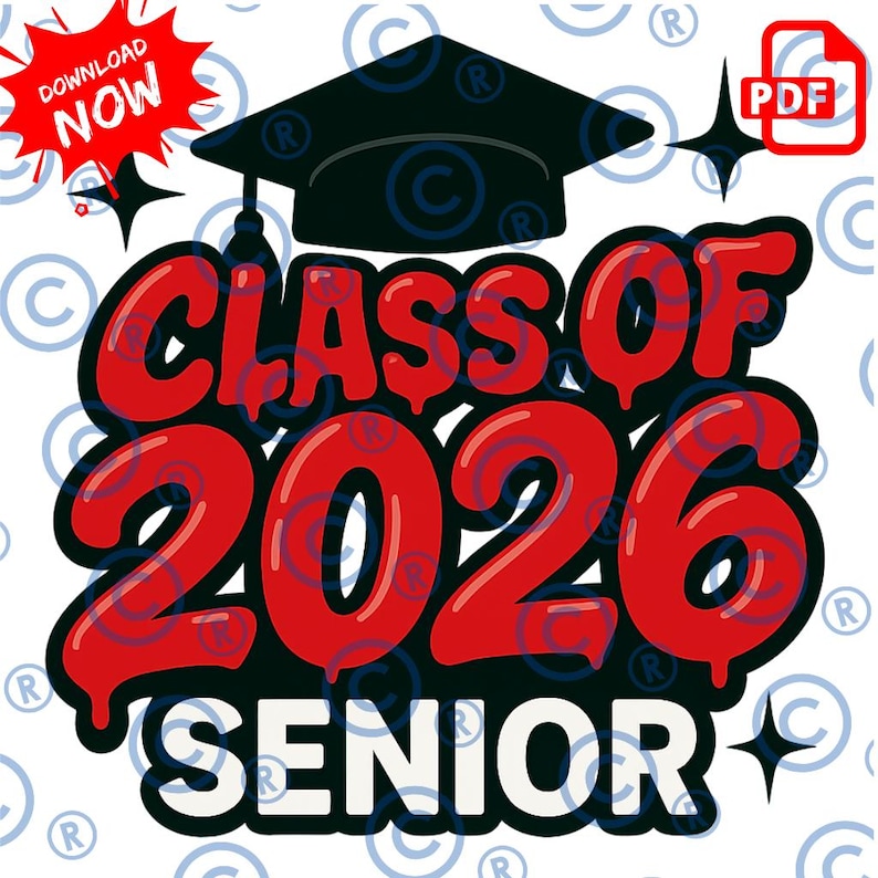 Class of 2026 Senior PNG: Red Drip Graduation Design (digital Download ...