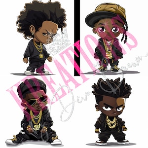 Hip Hop Inspired Cartoon Clipart Set- 4 Png - Etsy