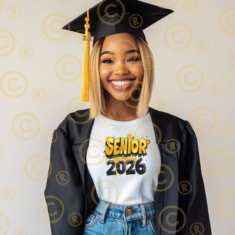 Senior 2026 PNG: Black & Gold Graduation Design (digital Download) - Etsy