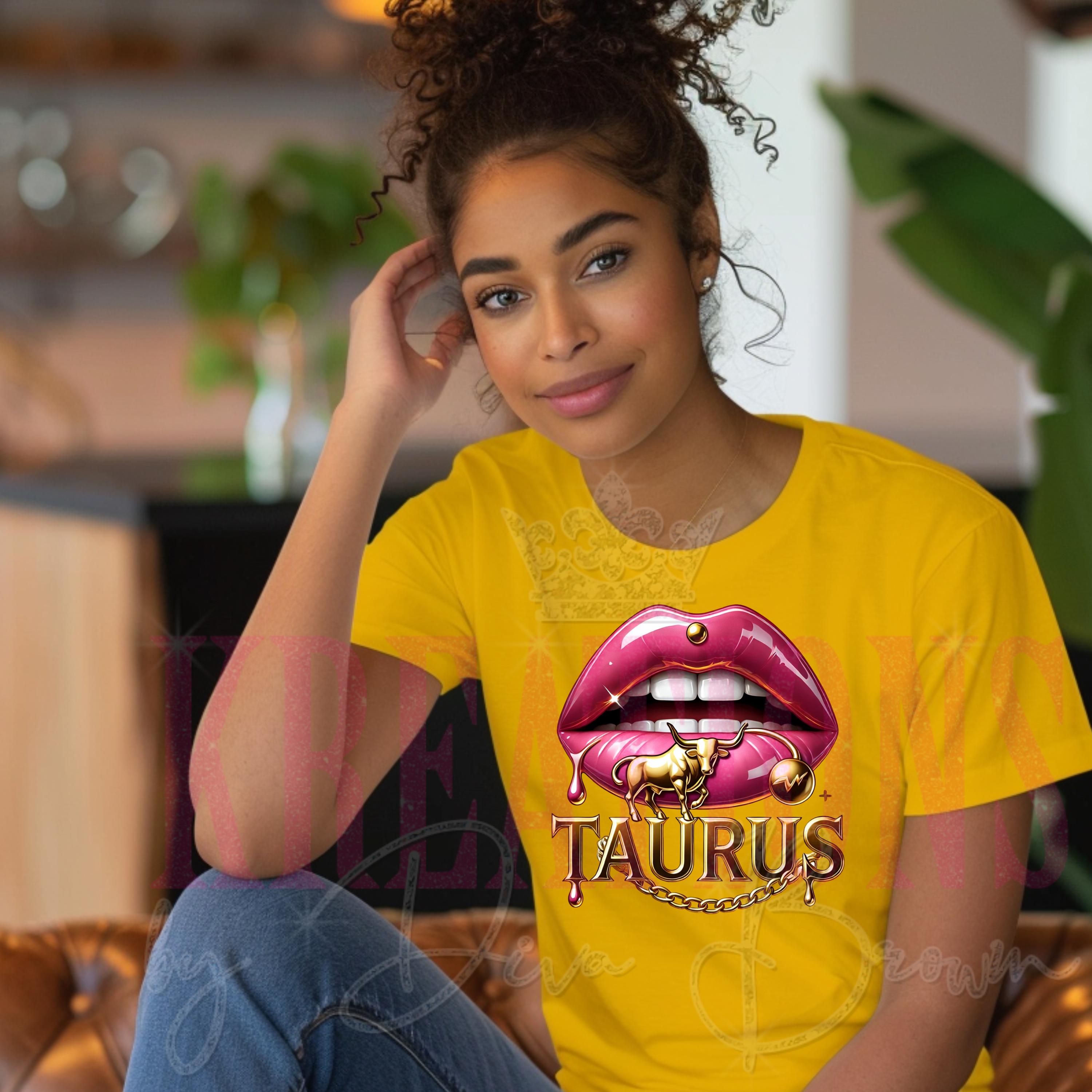 Taurus Zodiac PNG | Pink Lips & Gold Bull, Taurus Astrology Clipart ...