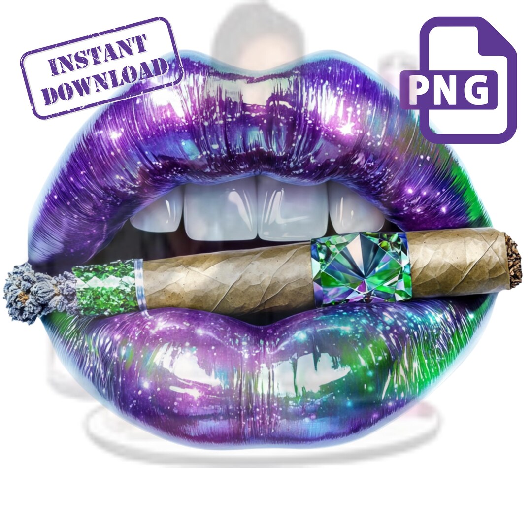 420 Lips PNG – Lips With Blunt – Cannabis Sublimation Design – Digital ...