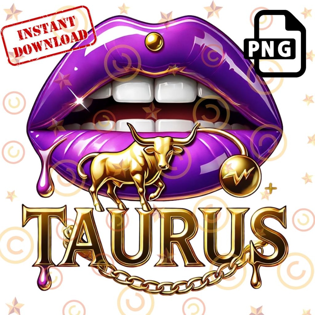Taurus Zodiac PNG: Purple Lips & Gold Bull (digital Download) - Etsy