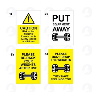 Gym Safety Stickers, Workout Decal, Fitness Equipment Warning (pack of ...