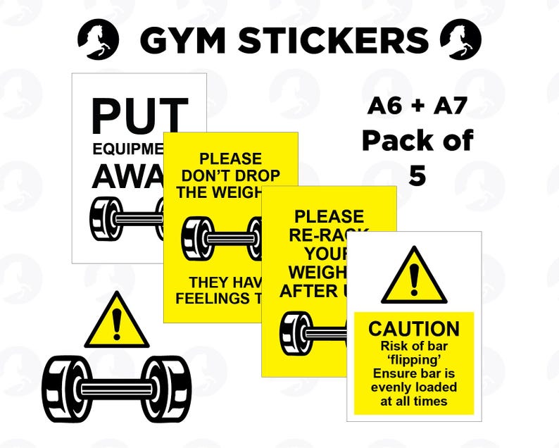 Gym Safety Stickers, Workout Decal, Fitness Equipment Warning (pack of ...