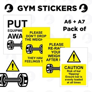 Gym Safety Stickers, Workout Decal, Fitness Equipment Warning (pack of ...