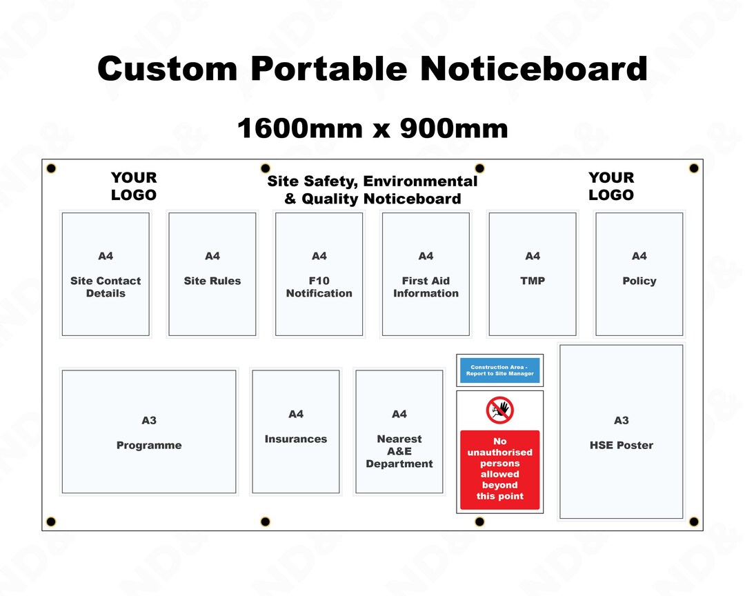 Custom Portable Health & Safety Noticeboard, Roll up Banner (1600 X 900 ...