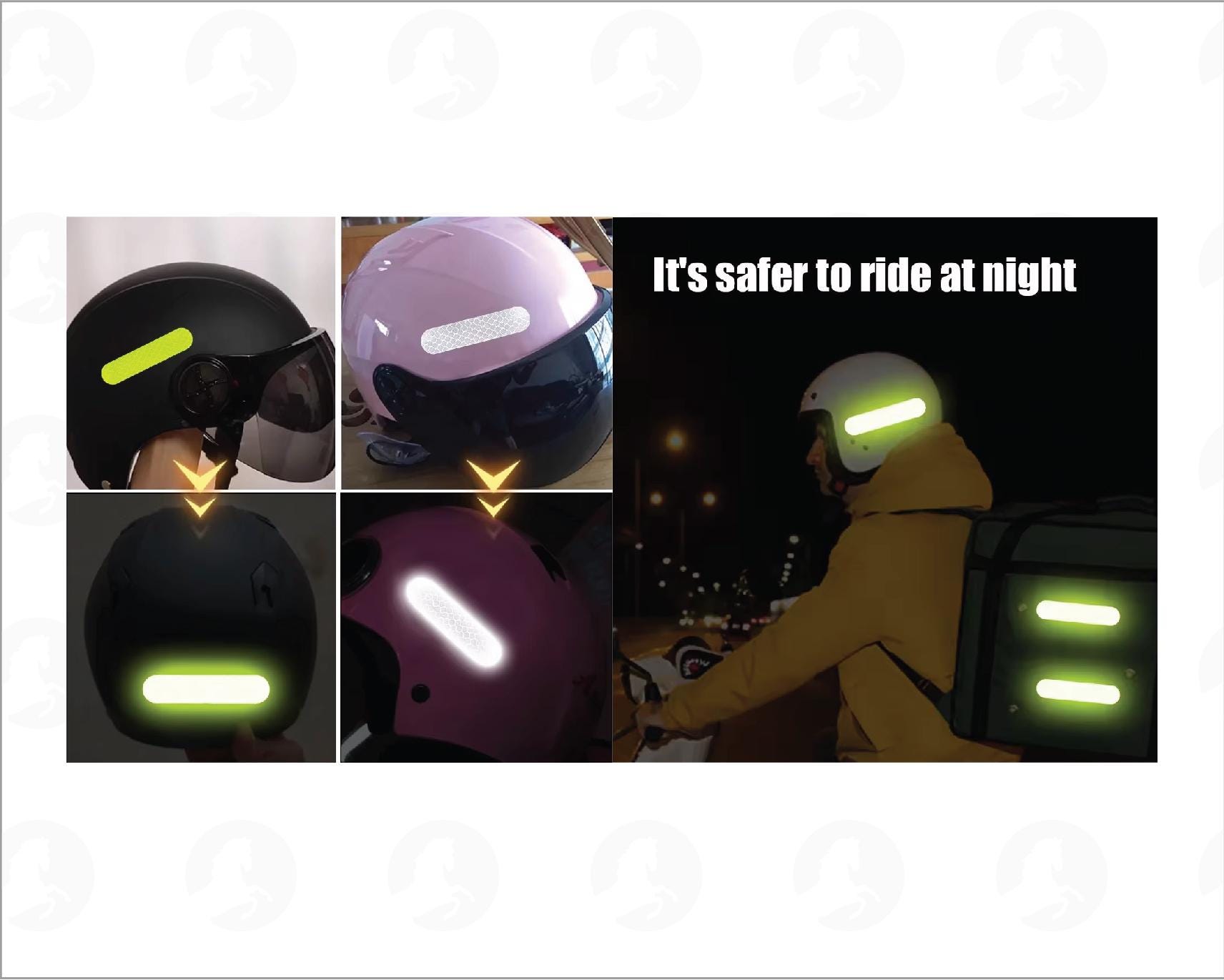 Reflective Sticker Helmet Warning Reflective Night Safety Driving ...