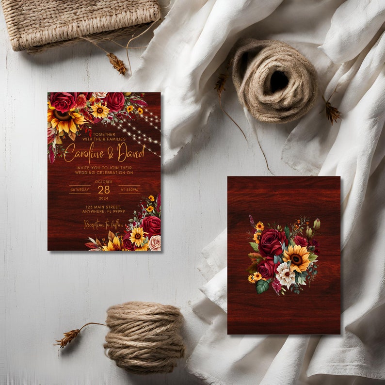 Rustic Floral Wedding Invitation Suite - Etsy
