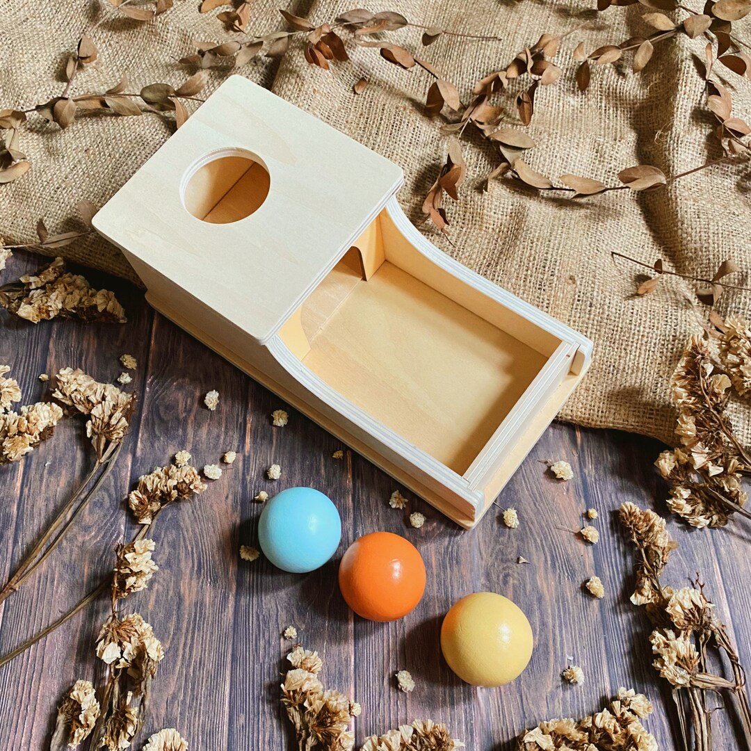 Montessori Object Permanence Box, Ball Drop Box, Montessori Toys for 1 ...
