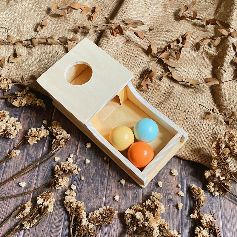 Montessori Object Permanence Box, Ball Drop Box, Montessori Toys for 1 ...