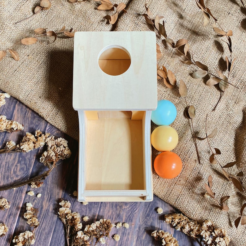 Montessori Object Permanence Box, Ball Drop Box, Montessori Toys for 1 ...