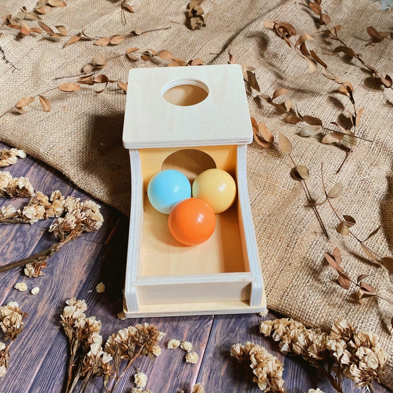 Montessori Object Permanence Box, Ball Drop Box, Montessori Toys for 1 ...