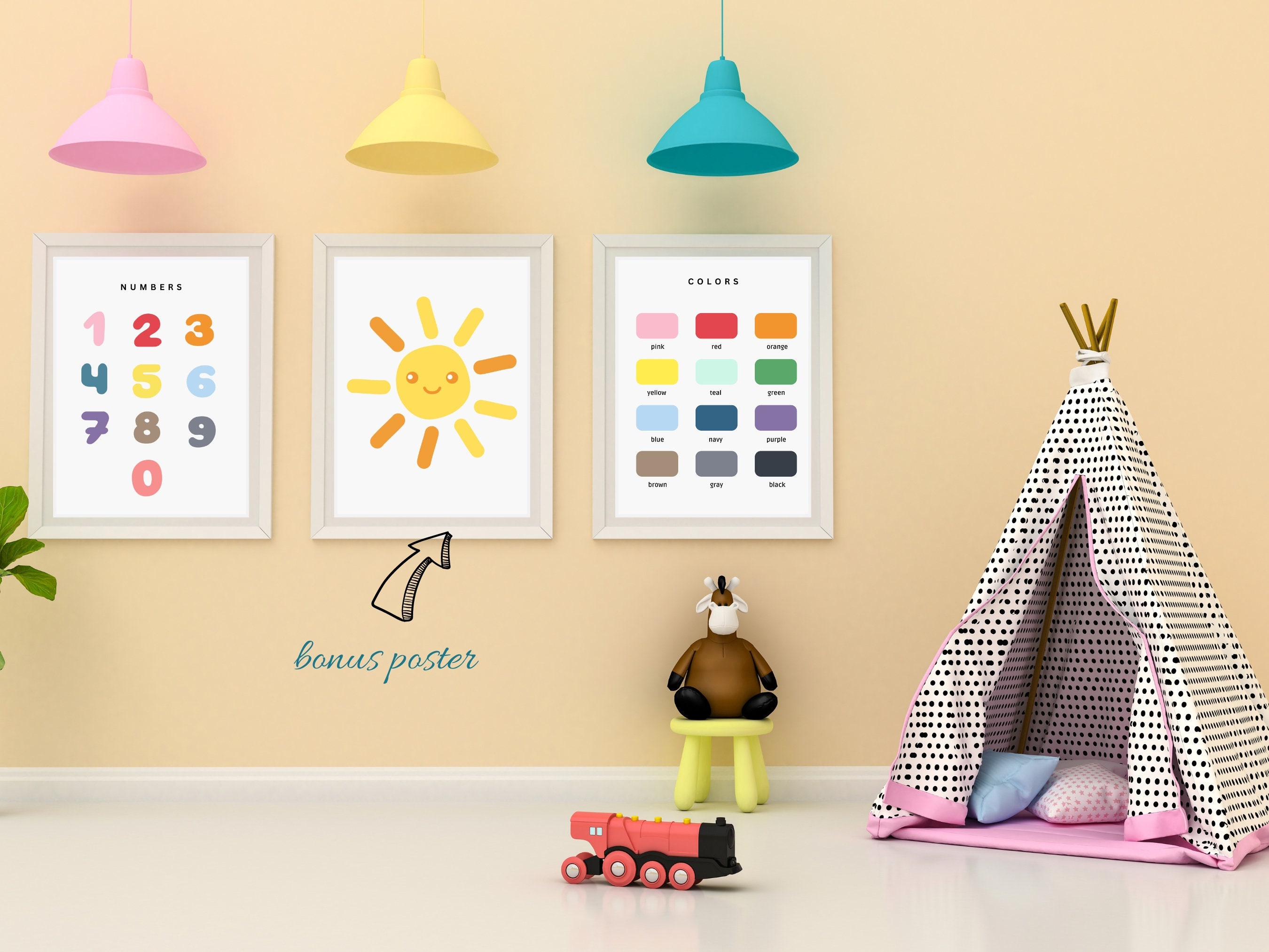 Set of Educational Posters, 6 Homeschool Prints, Toddler Playroom Decor ...