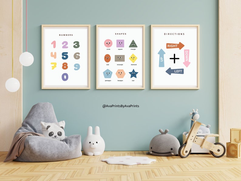 Set of Educational Posters, 12 Classroom Decor Bundle, Playroom Prints ...