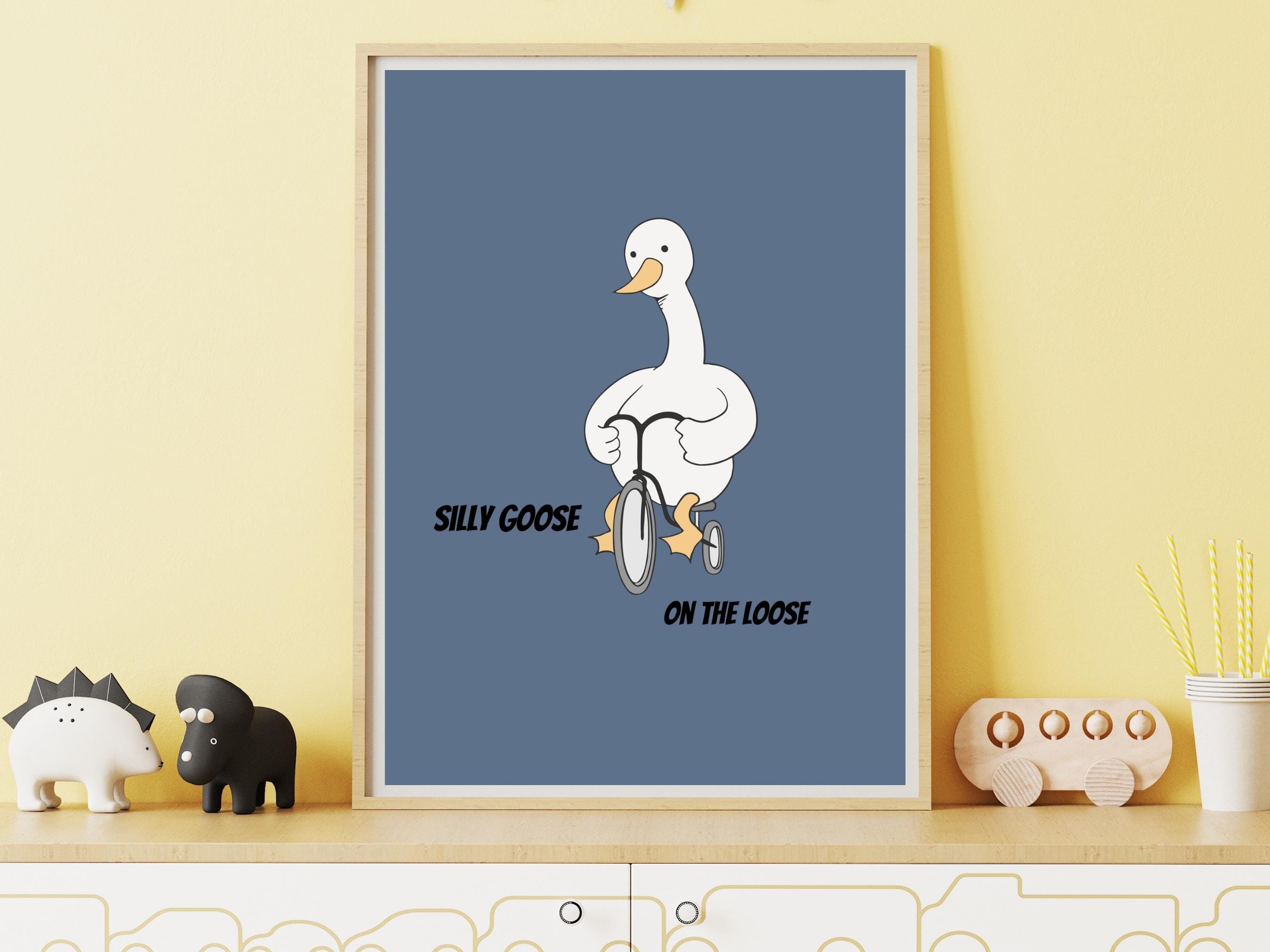 Silly Goose Wall Art, Cute Goose Poster, Goose Kids Prints, Farm Animal ...