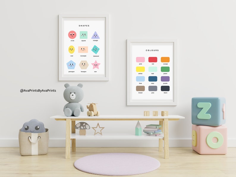 Set of Educational Posters, 6 Homeschool Prints, Toddler Playroom Decor ...