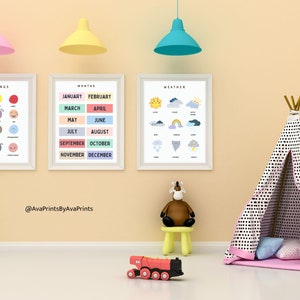 Set of Educational Posters, 12 Classroom Decor Bundle, Playroom Prints ...