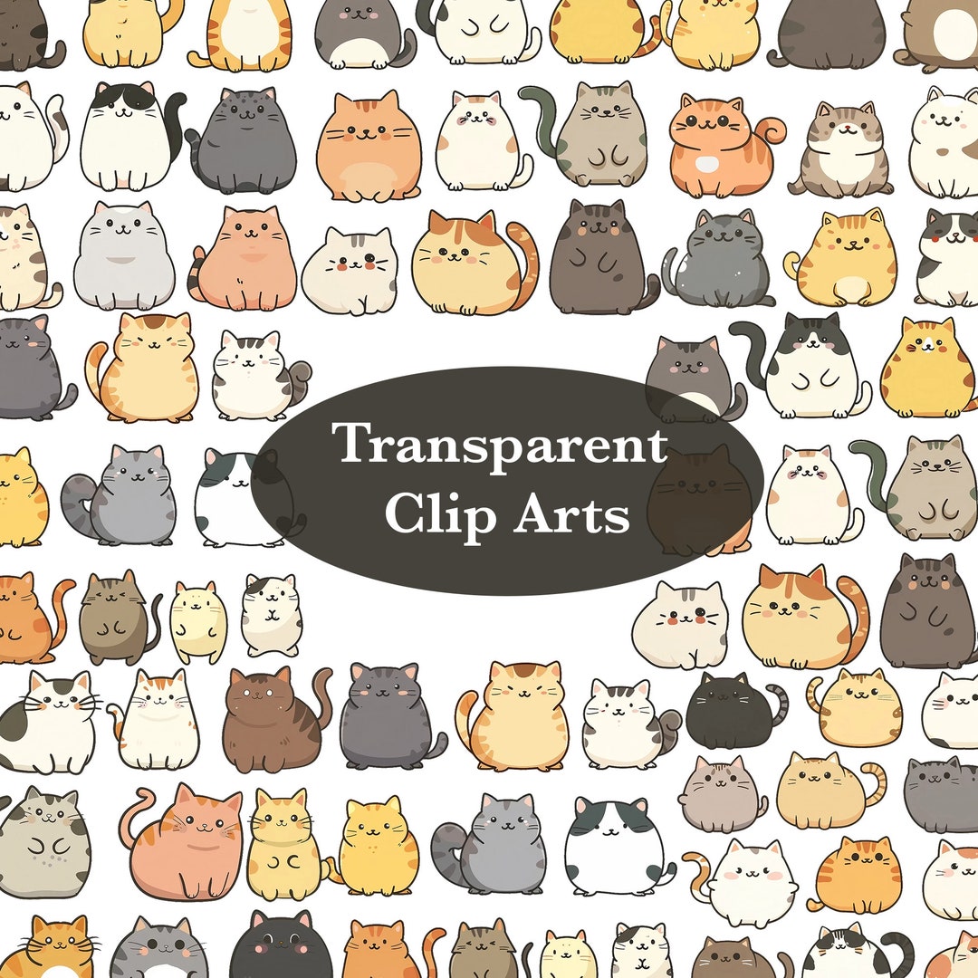 Cute Cats Clip Art, Png File, Transparent Background, Print Your Own ...