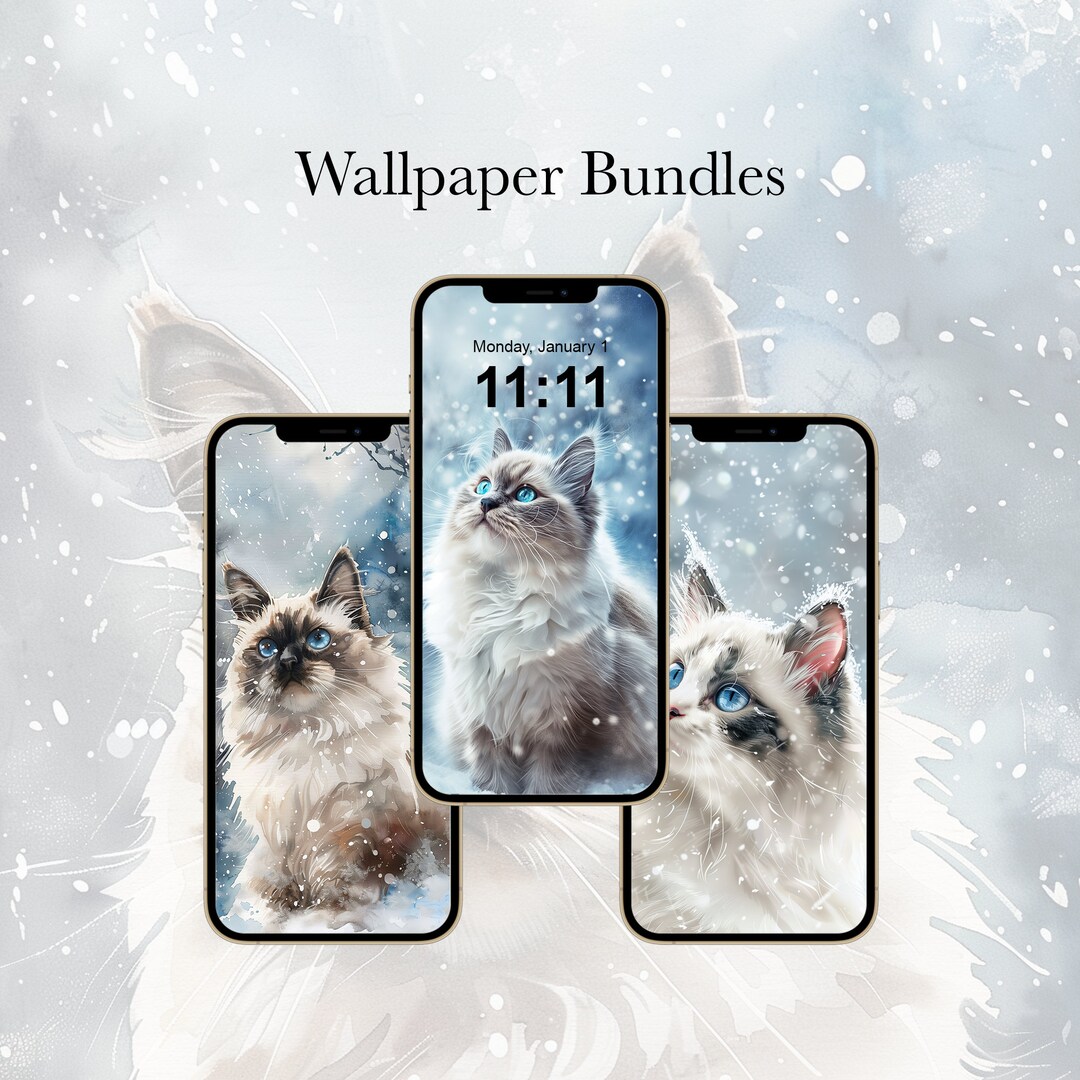 Set of 3 Smartphone Wallpapers, Cute Ragdoll Cats, iPhone Background ...