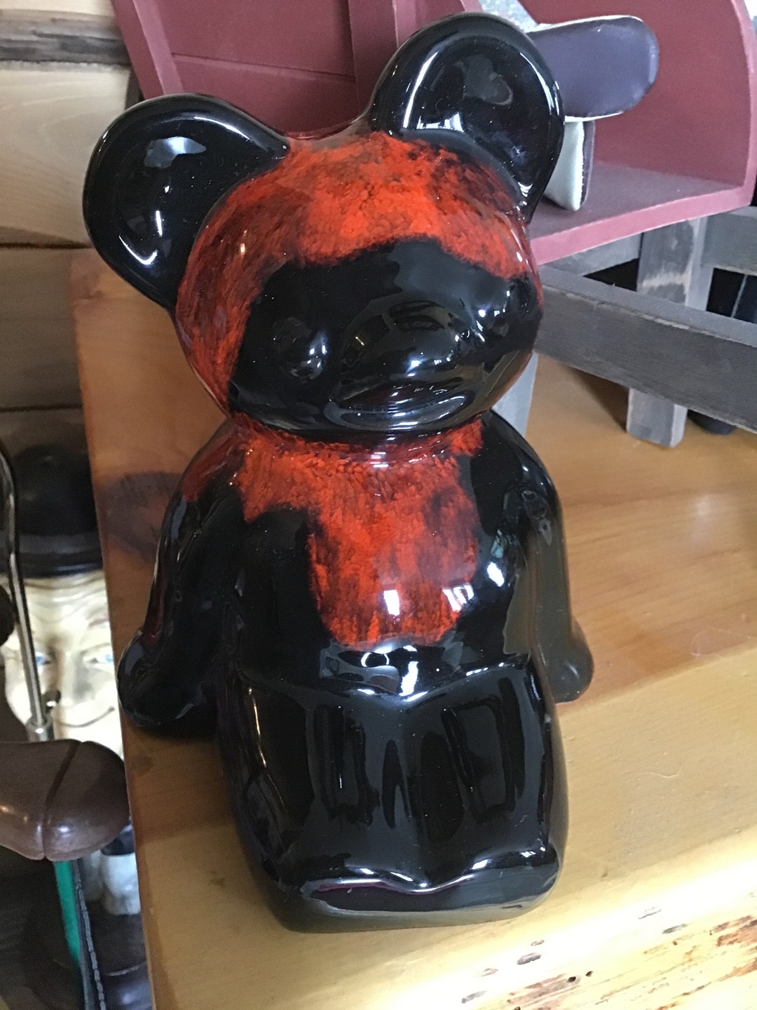 Glazed Drip Pottery Bear Bank - Etsy