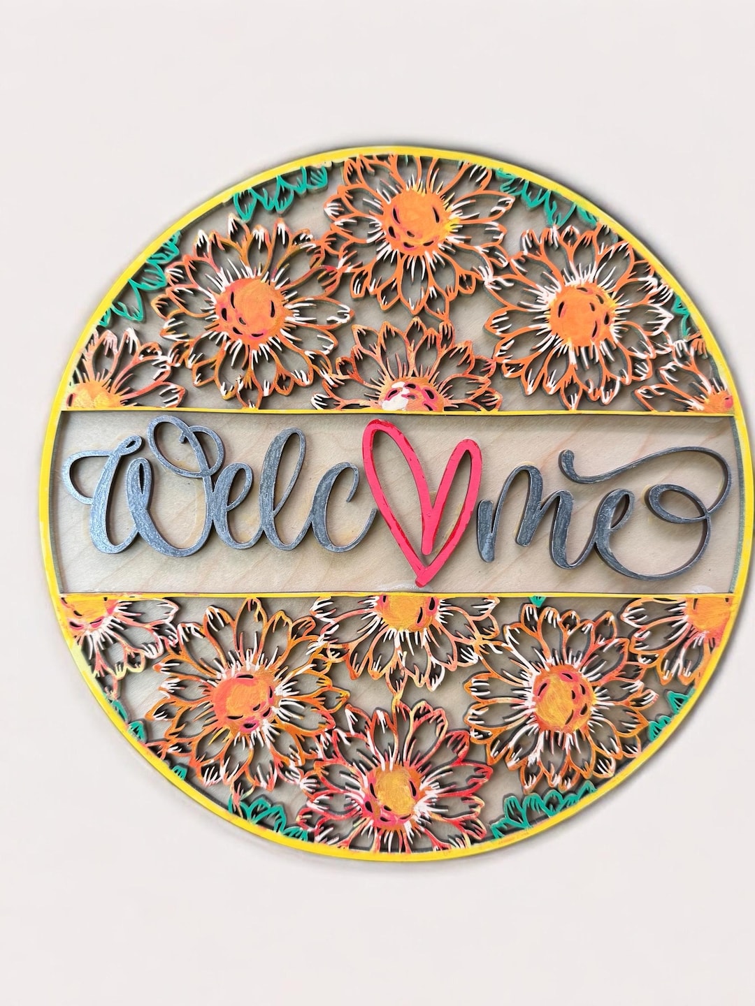 Round Welcome Sign. - Etsy