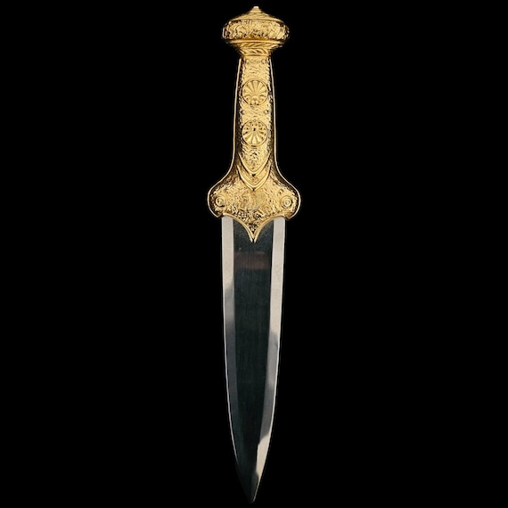 Greek Bronze Dagger with 24 Karat Gold Plated Hilt - Gem