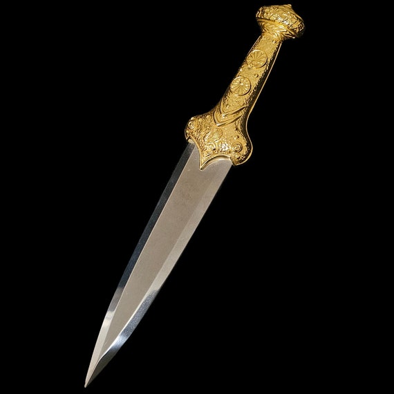 Greek Bronze Dagger with 24 Karat Gold Plated Hilt - Gem