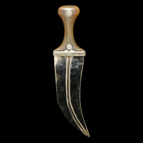 Yemeni Jambiya Dagger with Green Sheath & Embroidered… - Gem
