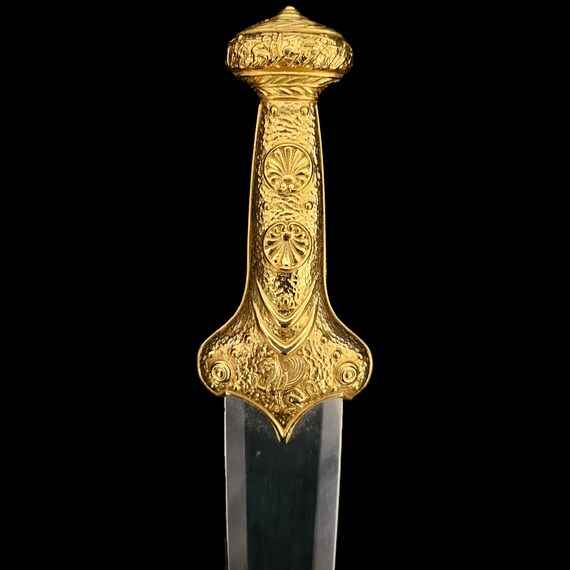 Greek Bronze Dagger with 24 Karat Gold Plated Hilt - Gem