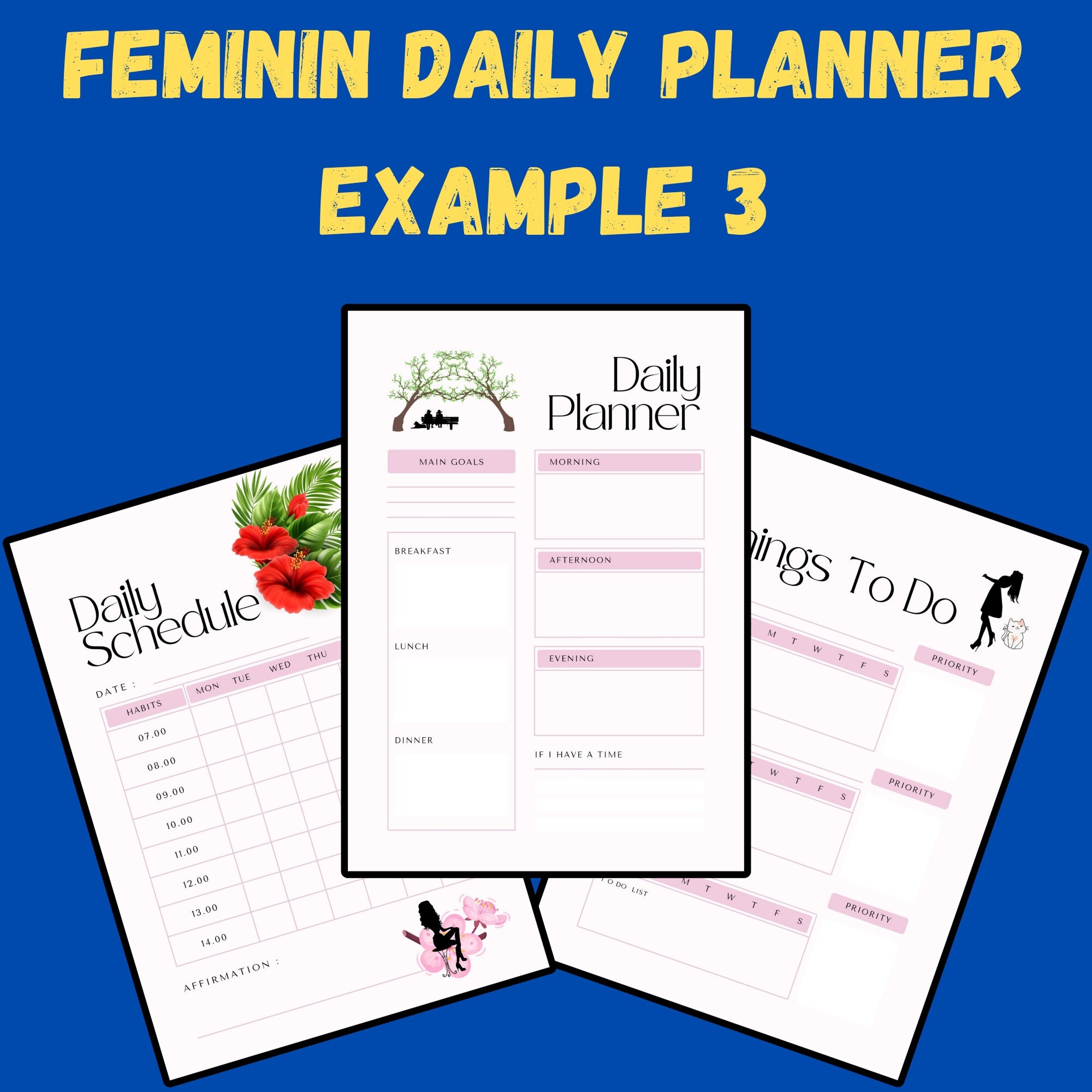 Printable Daily Planner, Daily Journal Print, Daily Schedule, Print ...