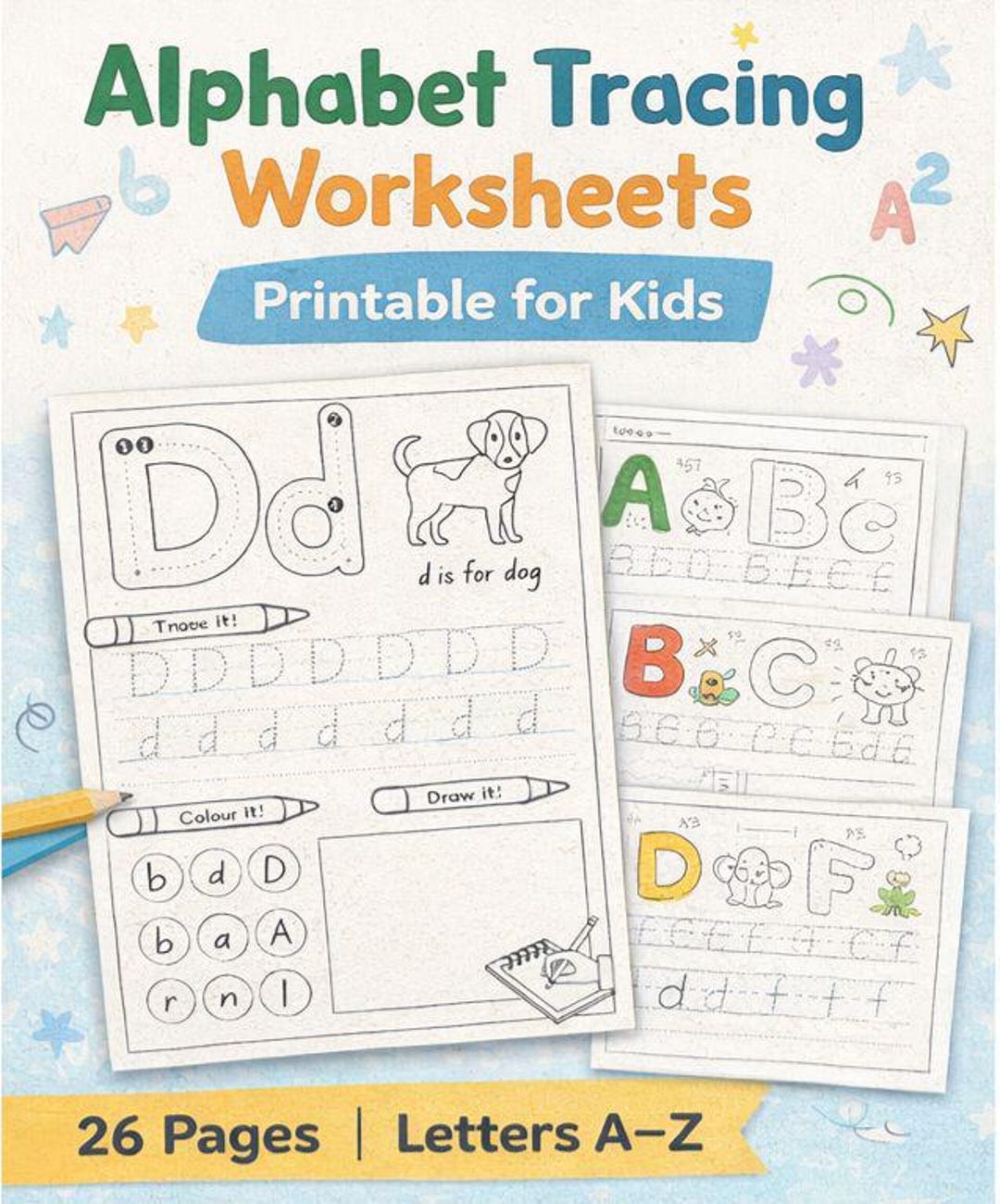 Alphabet Tracing Worksheets | Learn Letters A–Z | Preschool Handwriting ...