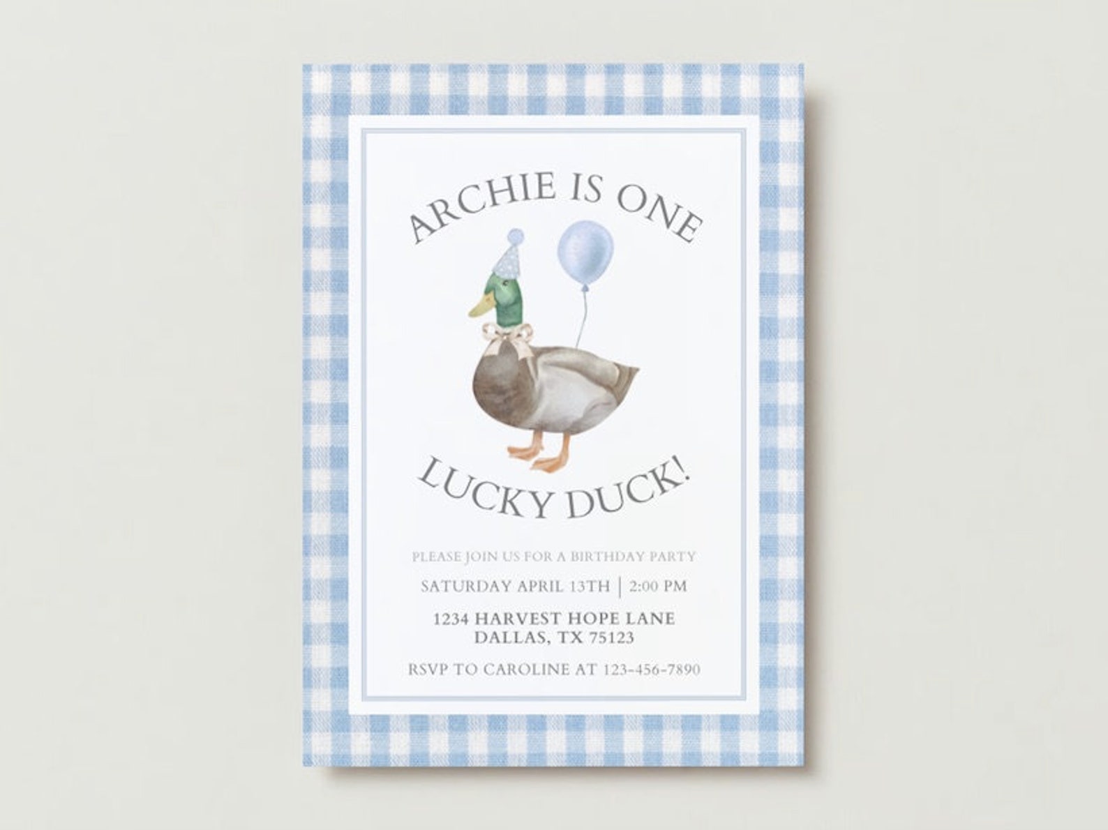 One Lucky Duck Invitation Template, First Birthday Duck, Lucky Duck ...