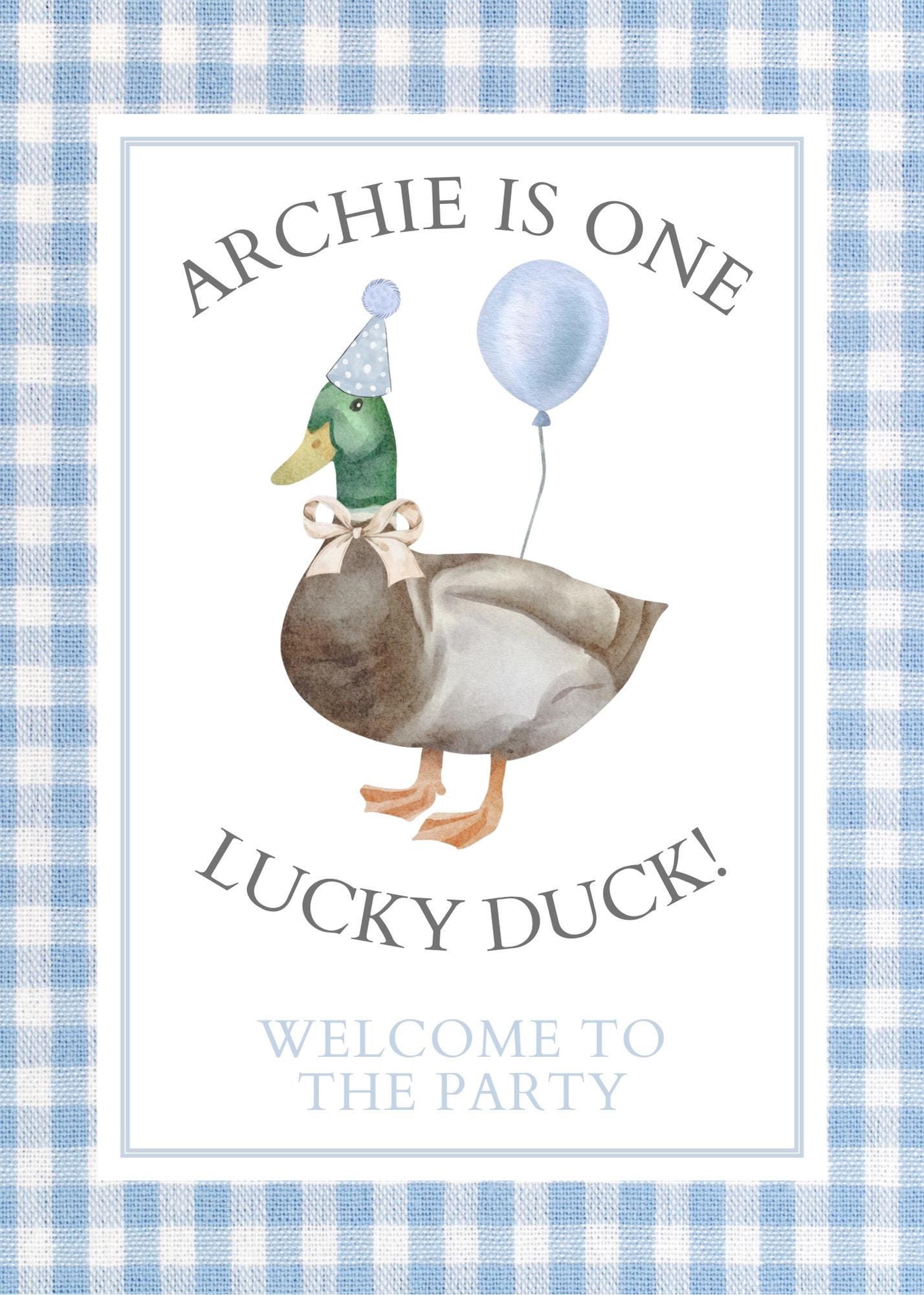 Lucky Duck First Birthday Welcome Sign Template (editable Canva ...