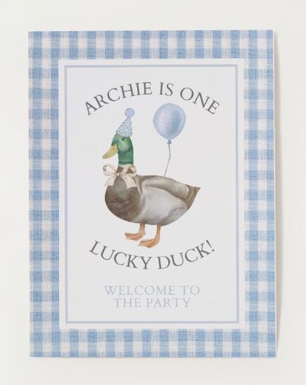 Lucky Duck First Birthday Welcome Sign Template (editable Canva ...