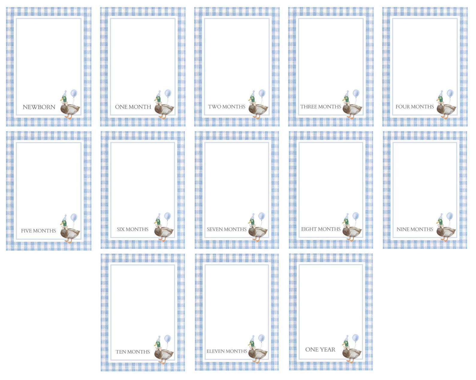 One Lucky Duck Monthly Picture Banner Template, First Birthday Duck ...