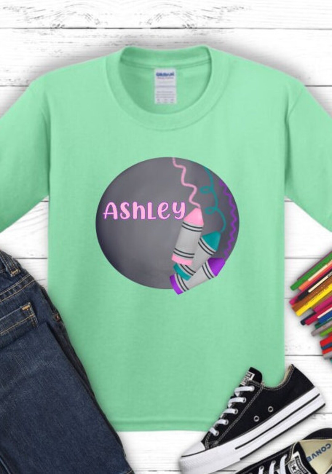 Girly Crayon Trio With Name HTV, Back to School Htv, School Year Htv ...