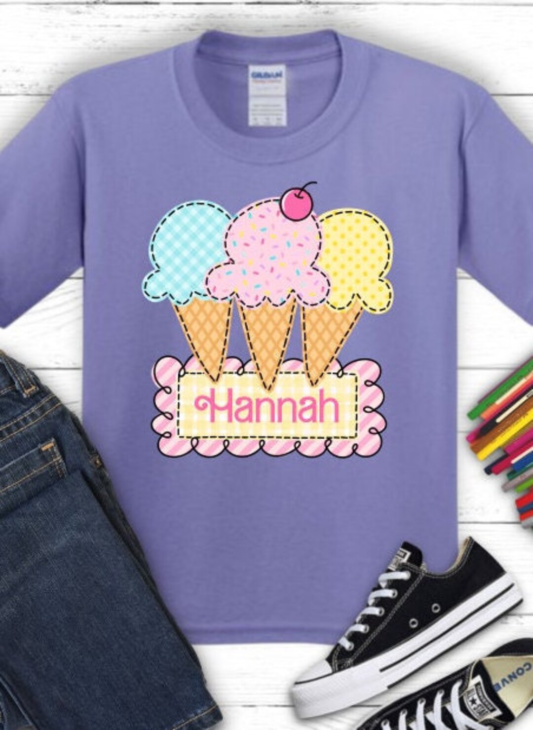 Girl Ice Cream Trio HTV, Faux Applique Htv, Summer Htv, Custom HTV, Htv ...