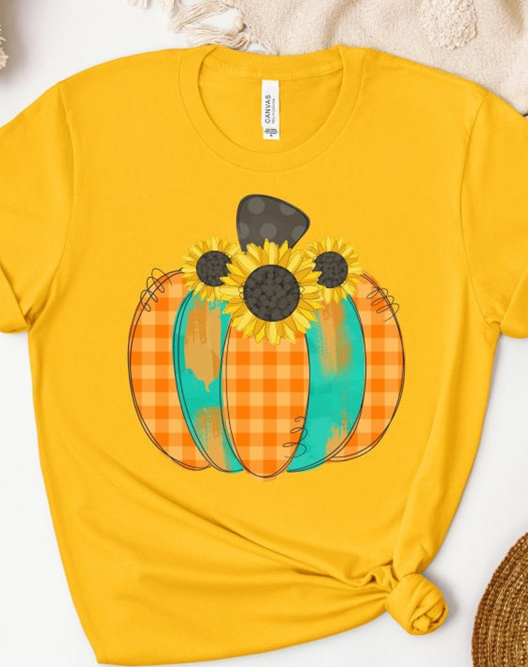 Sunflower Rustic Pumpkin Htv, Orange Plaid and Blue Pumpkin HTV ...