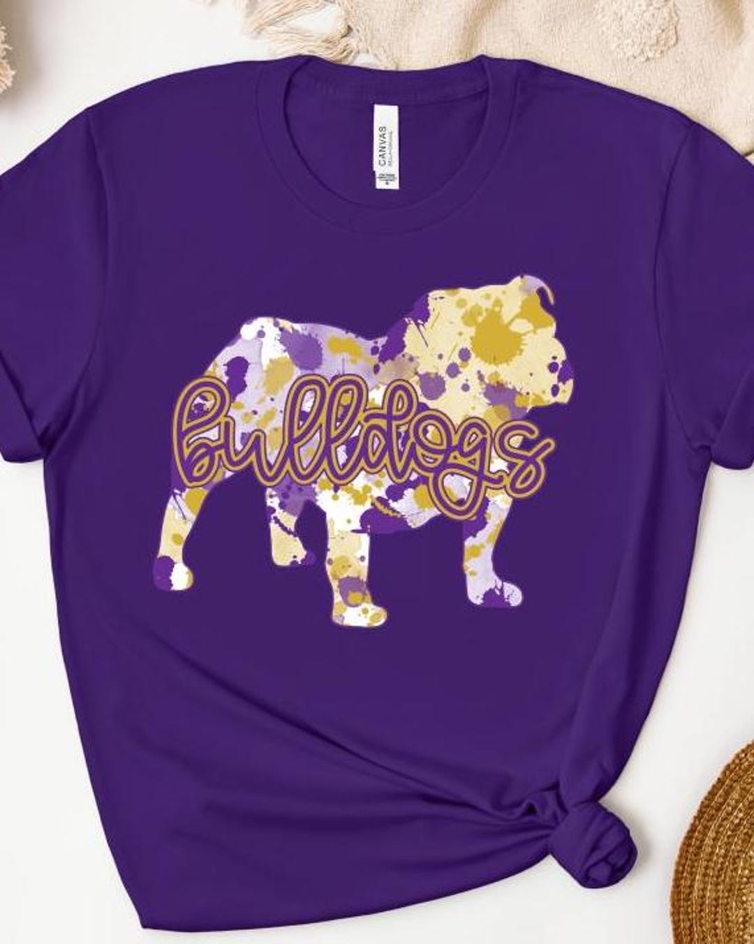Purple and Gold Splattered Bulldogs HTV, School Spirit HTV, Back to ...