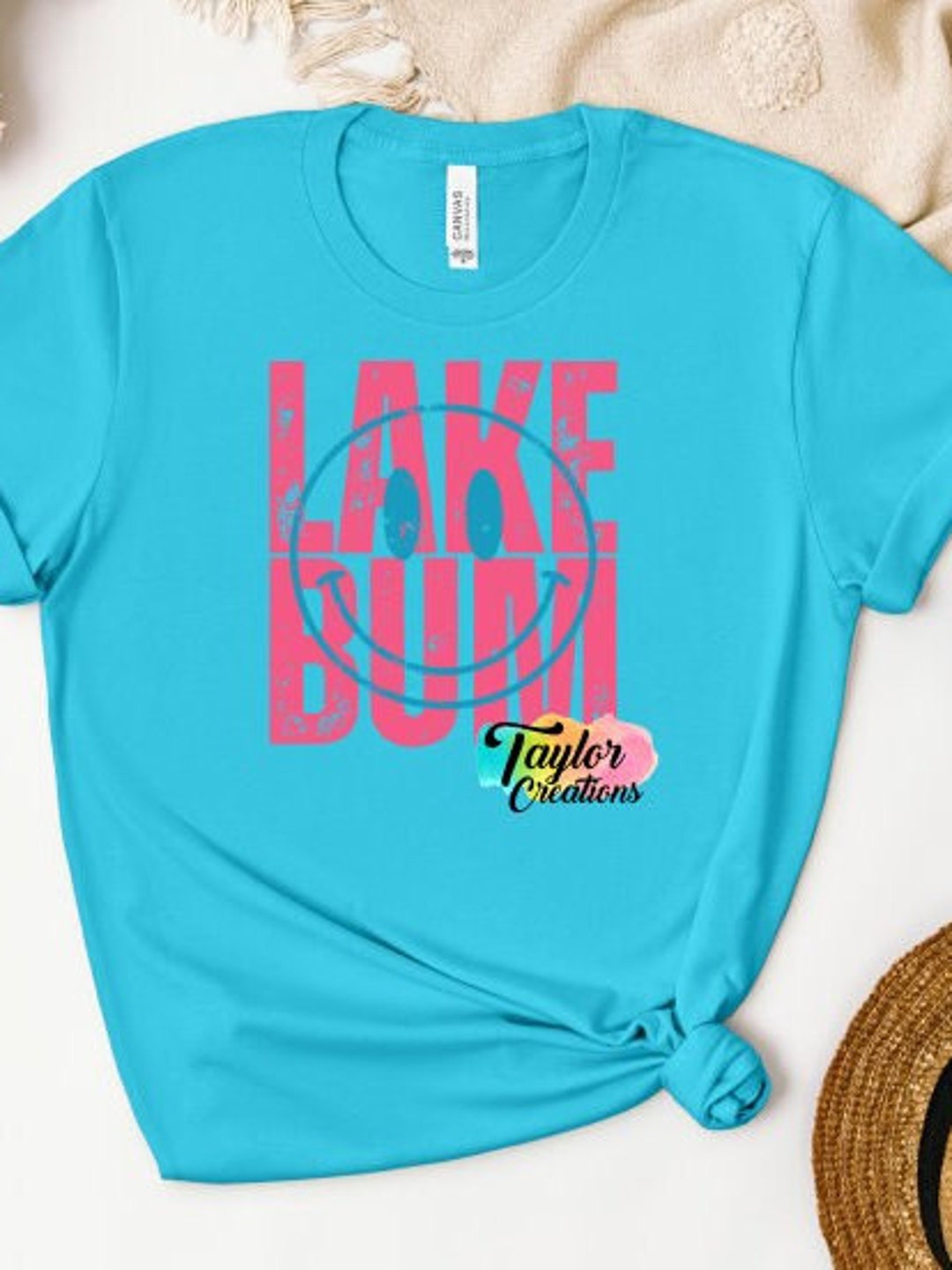 Distressed Lake Bum With Smiley Face Htv, Smiley Face HTV Htv , Htv ...