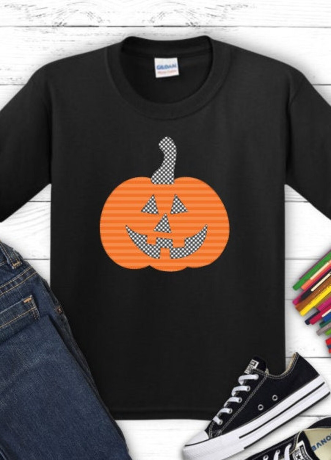 Striped Pumpkin With Plaid Stem/face HTV, Jack O Lantern Htv, Fall O ...